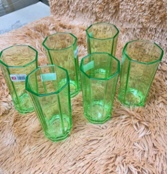 6pcs Drinking Glass Set Octagon Shape Everyday Glassware Crystal Clear ...