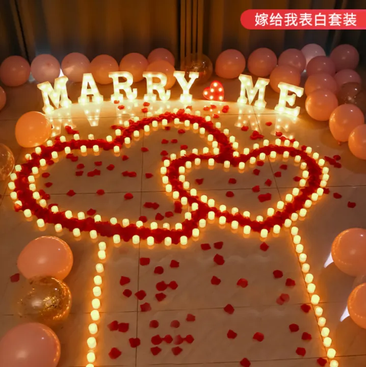 Marriage proposal decoration wedding venue layout festive lighting 求婚布置 ...