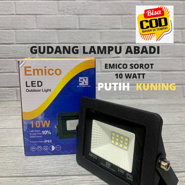Emico Lampu sorot led 10w 10 Watt Cahaya Kuning WW 3000K WARM WHITE led flood light 10 watt led ...