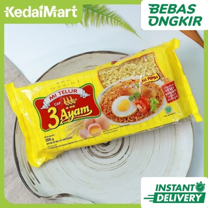 Mie Telur Cap 3 Ayam 200 Gram | Lazada Indonesia