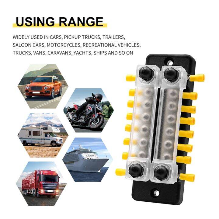 6 Way Dual Row Terminal 150A Bus Bar Block Ground Distribution with ...