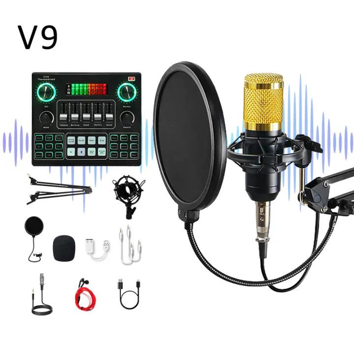 RIWORAL V9 sound card full set mic murah Paket Live Streaming dan ...