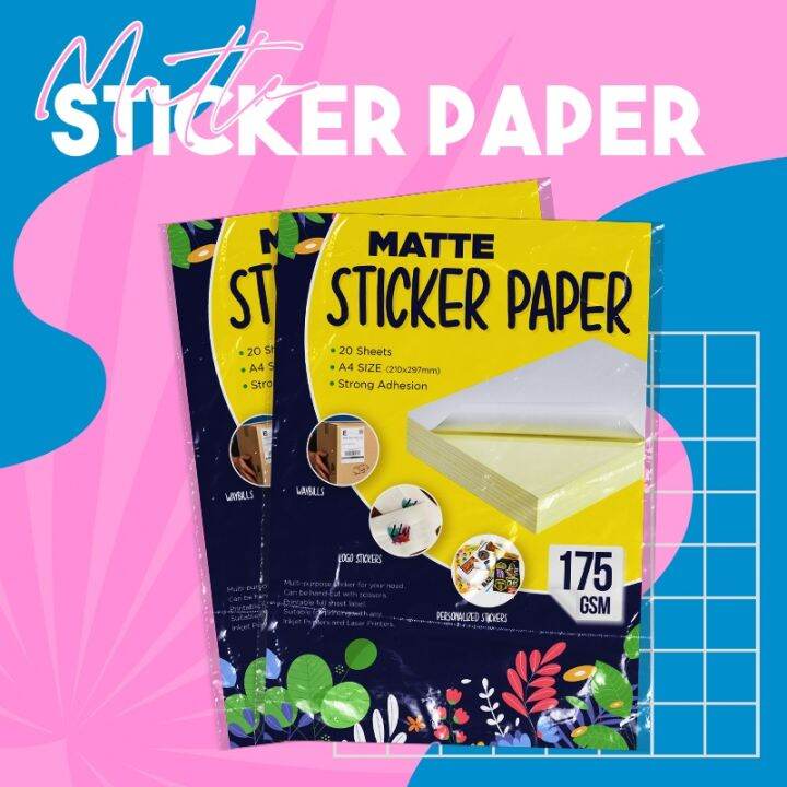 Matte Printable White Sticker Paper A4 Size 175GSM (20 sheets) | Lazada PH