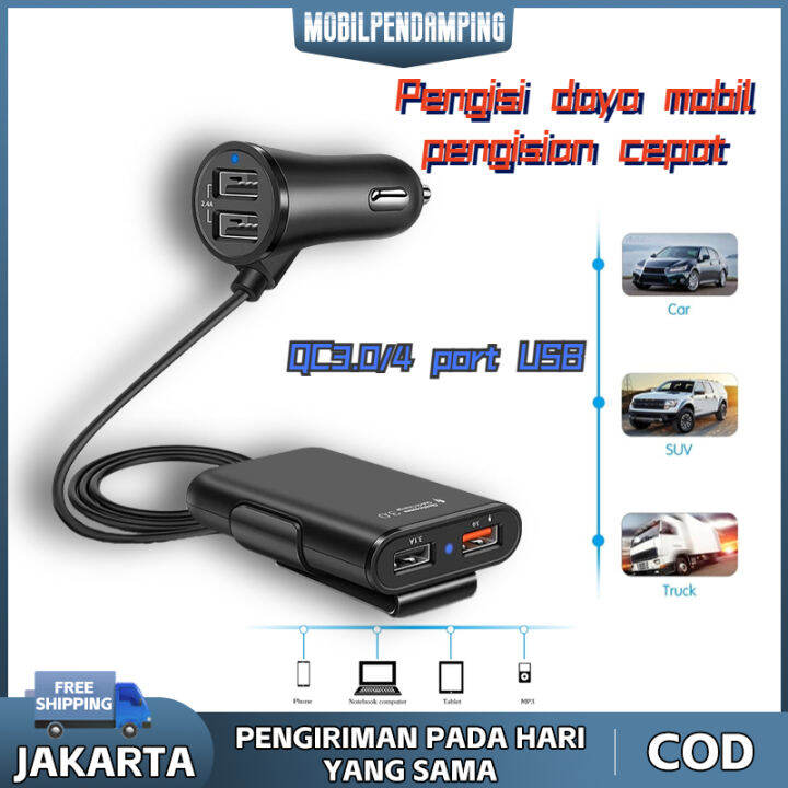 QC 3.0 Cepat Pengisian Charger Mobil Depan/Belakang Kursi Pengisian ...