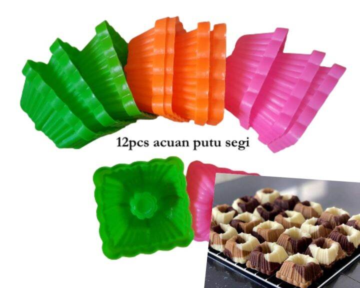 12pcs acuan kuih putu segi bolu kukus jelly Bolu Putu Ayu Pudding Mould ...