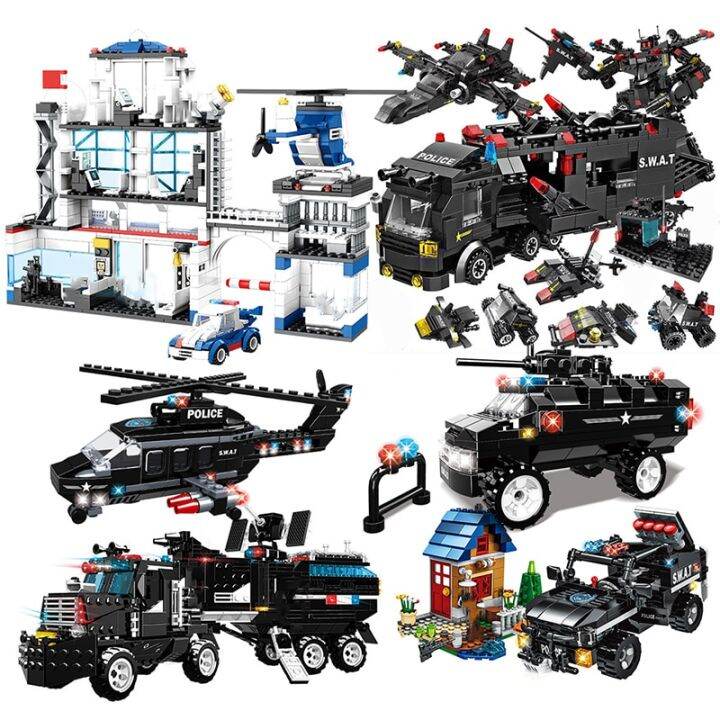SWAT Military Special Forces Building Blocks Police Station Bus Car ...