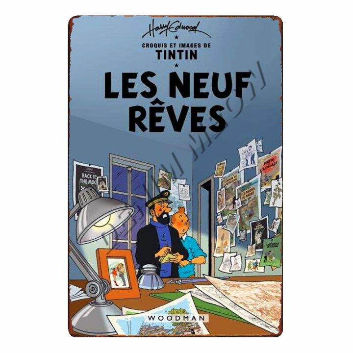 Vintage Tintin Cartoon Movie Character Tin Sign Poster Retro The ...