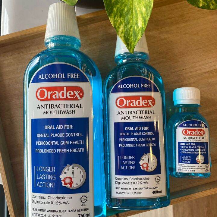 Oradex Antibacterial Blue/Biru Mouthwash 750ml/400ml/90ml | Lazada