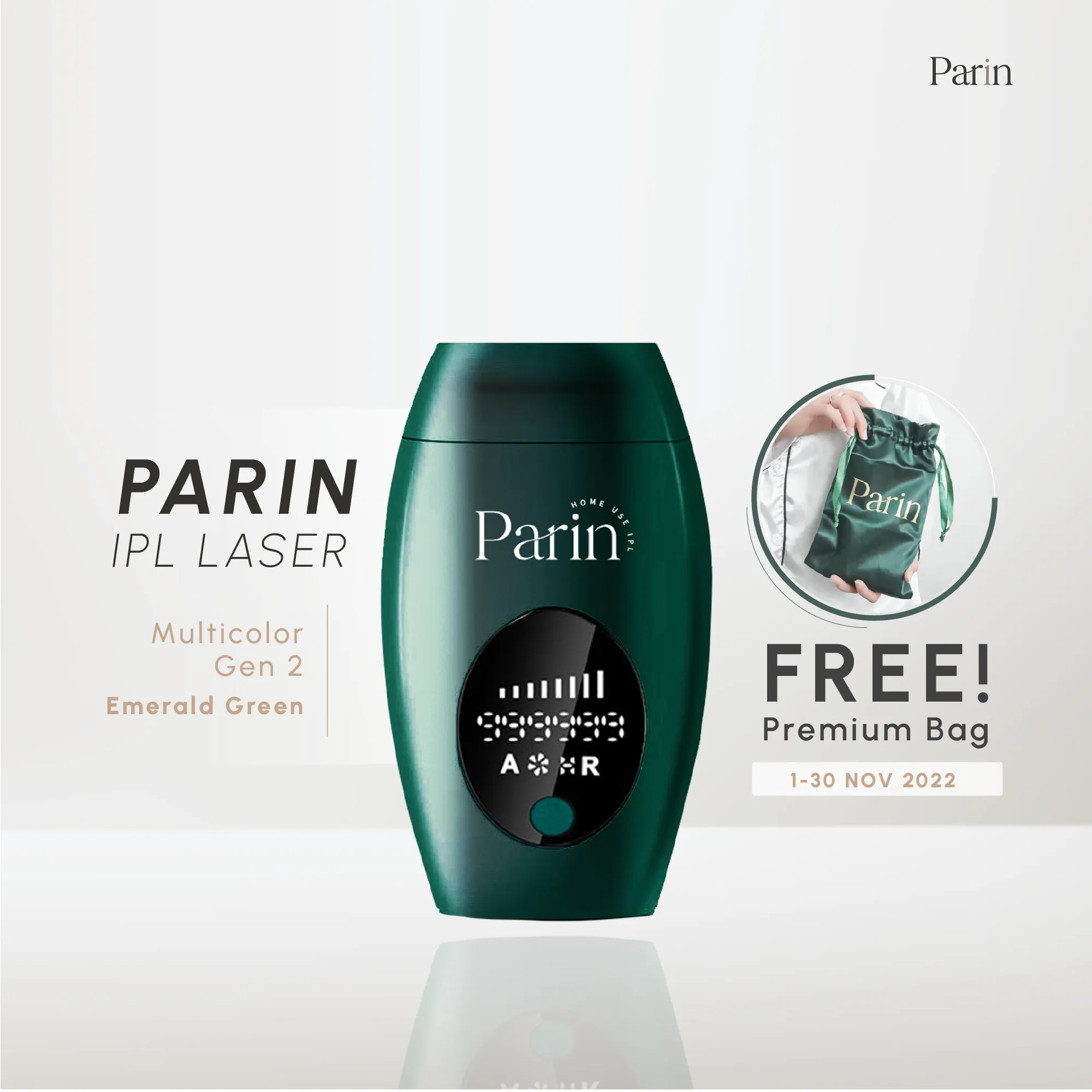 PARIN IPL LASER: เครื่องเลเซอร์กำจัดขน 999,999 ช็อต / COLOR : GREEN As ...