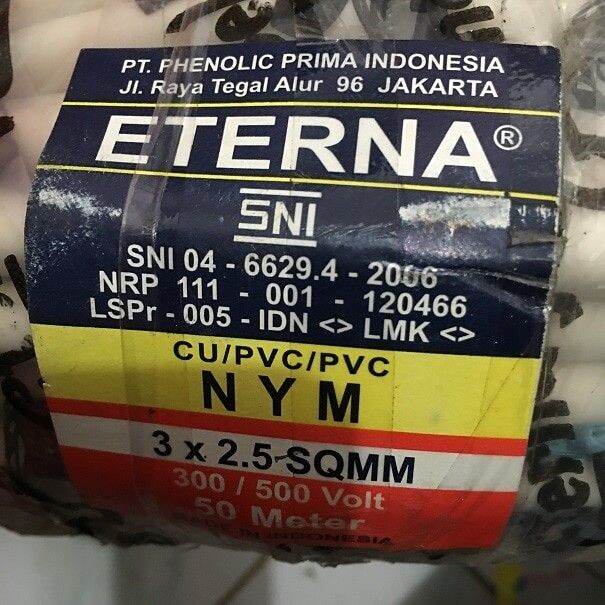 KABEL ETERNA 3X2.5 50 Meter 50M Listrik SNI LMK Tembaga Tunggal ...
