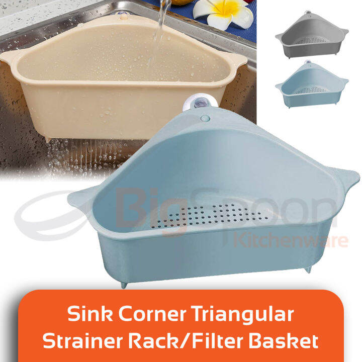 BIGSPOON SA00071 Multipurpose Kitchen Sink Corner Strainer Rack Plastic ...