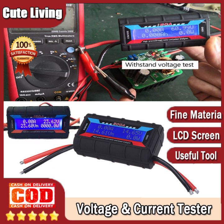 ABS Watt Meter dapat dipakai ulang profesional 150A Panel surya elektrik Digital layar LCD ...