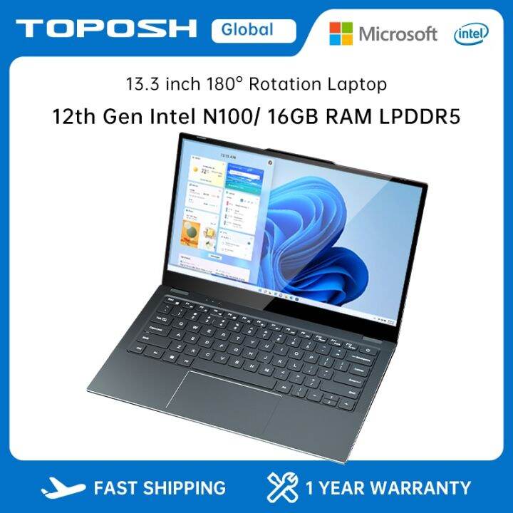 TOPOSH Intel 2023 New N100 Laptop 13.3 Inch DDR5 16GB RAM Ultraslim ...