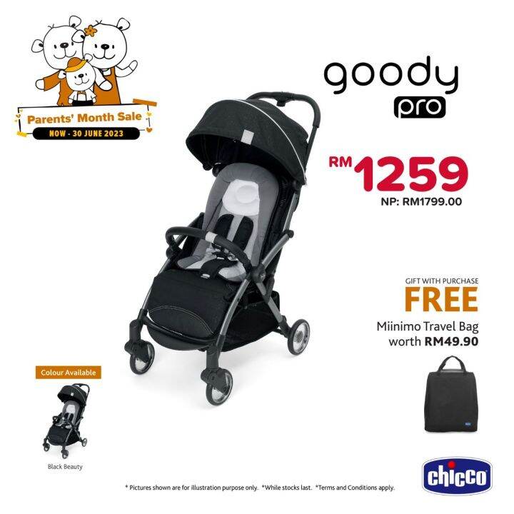 Chicco Goody Pro Stroller Auo Folding - Black Beauty (0-22kg) | Lazada