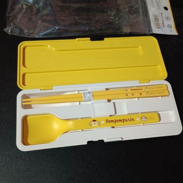 Sanrio Pompompurin Eating Utensils with case Spoon and Chopsticks Cute ...