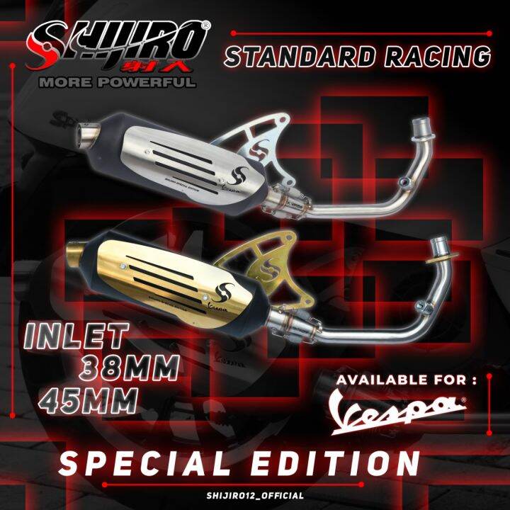 KNALPOT STANDAR RACING SHIJIRO TYPE SPECIAL EDITION FOR VESPA MATIC SPRINT I-GET PRIMAVERA DAN S ...