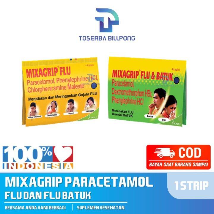 Mixagrip Flu & Flu Batuk 1 Strip Paracetamol 500mg Warna Kuning Hijau ...