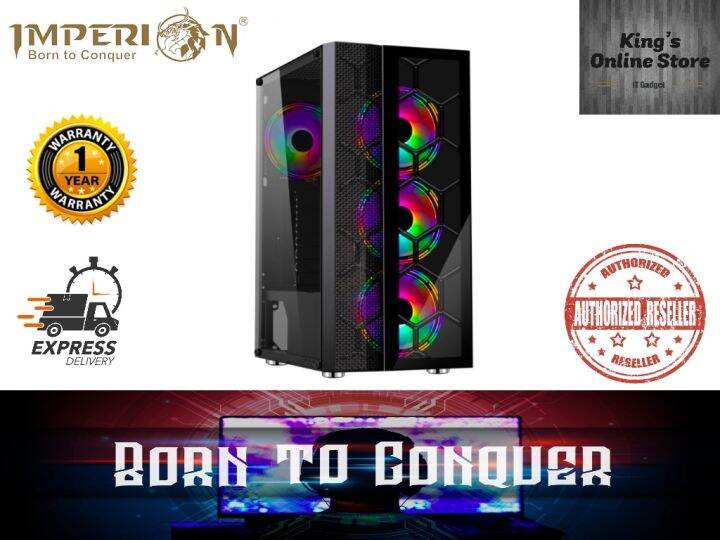 IMPERION KINETIC 361 TEMPERED GLASS ATX / MICRO ATX / ITX GAMING CPU CASING | Lazada