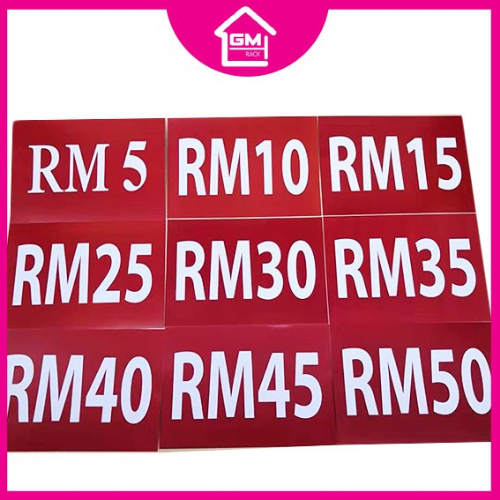 [GMRACK] PRICE TAG 10PCS SET RM5 RM10 RM15 RM25 RM30 RM35 RM40 RM45 ...