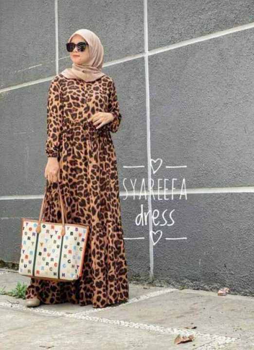 GAMIS VIRAL MOTIF LEOPARD, LONG DRESS TERBARU HITS KEKINIAN | Lazada ...