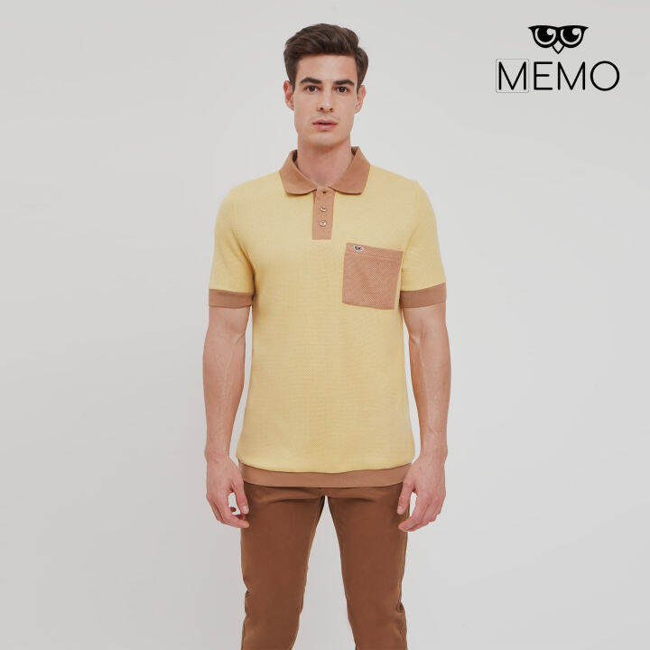 Memo Premium Textured Polo With Contrast Pocket And Ribbing For Men ...