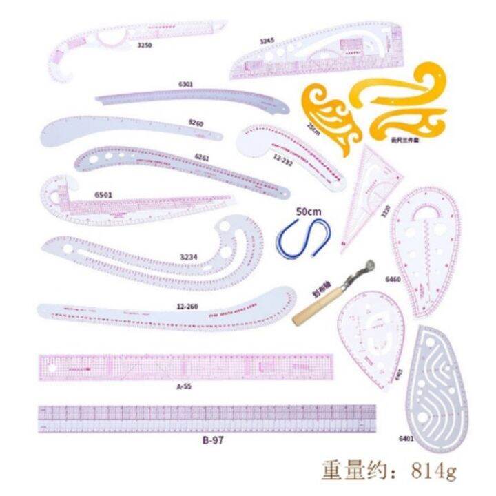 7/8/13/19 tailor measuring set sewing drawing ruler sleeve arm French ...