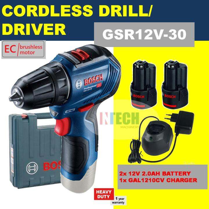 BOSCH GSR12V-30 EC BRUSHLESS MOTOR CORDLESS DRILL/DRIVER (GSR12V30) C/W ...