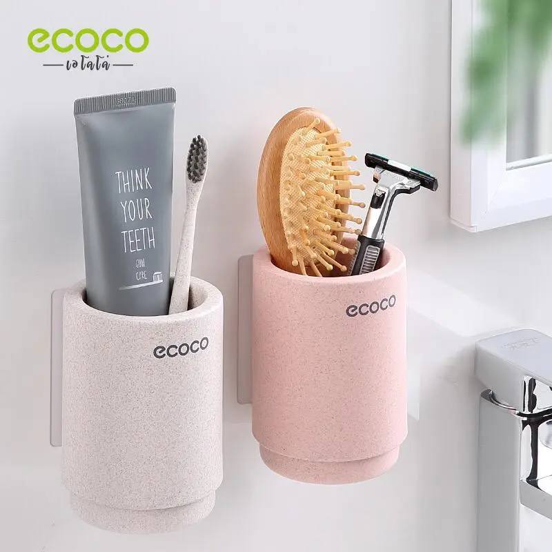 ecoco ที่แขวนแปรงสีฟัน ยาสีฟัน พร้อมแก้วบ้วนใบ1,2ใบ ใช้แรงแม่เหล็กยึดแก้ว ติดตั้งง่าย ไม่ต้อง ...