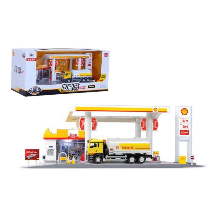 DIECAST MODEL TOYS Shell 1:64 Scale Shell PETROL Station LIGHT & SOUND ...