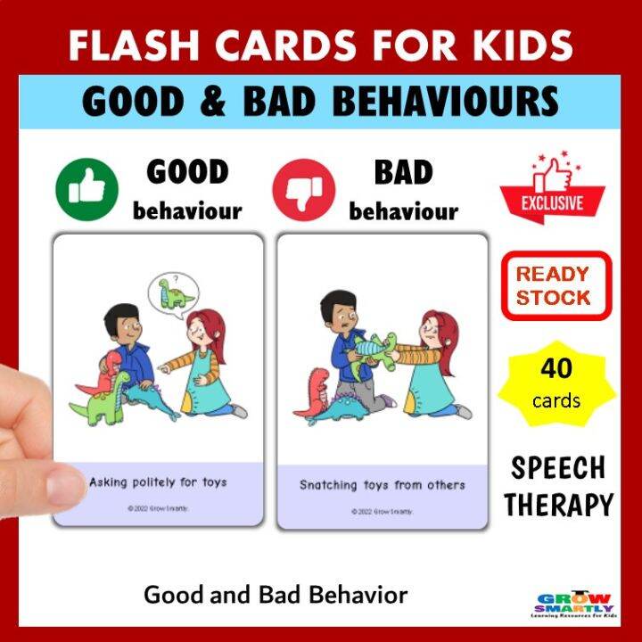 *NEW* Good & Bad Behaviour Flash Card for Kids Speech Therapy Speech ...