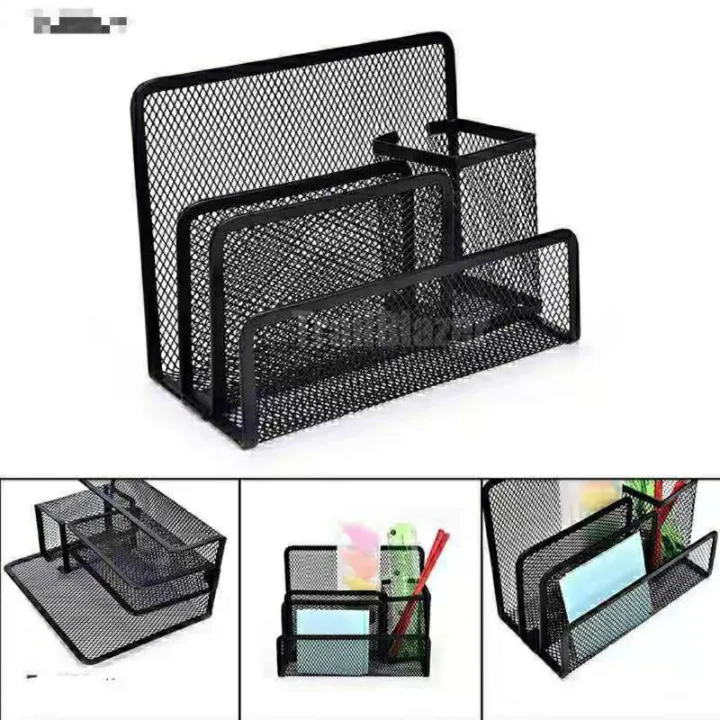 Tbph Black Metal Mesh Office Desk Organizer Set File Tray Pencil ...