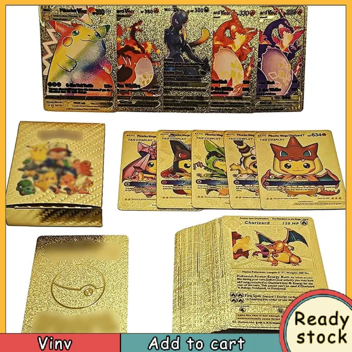 Anime Cards Set Gold Foil Cards Cartoon Game Cards Kids Trading Cards ...
