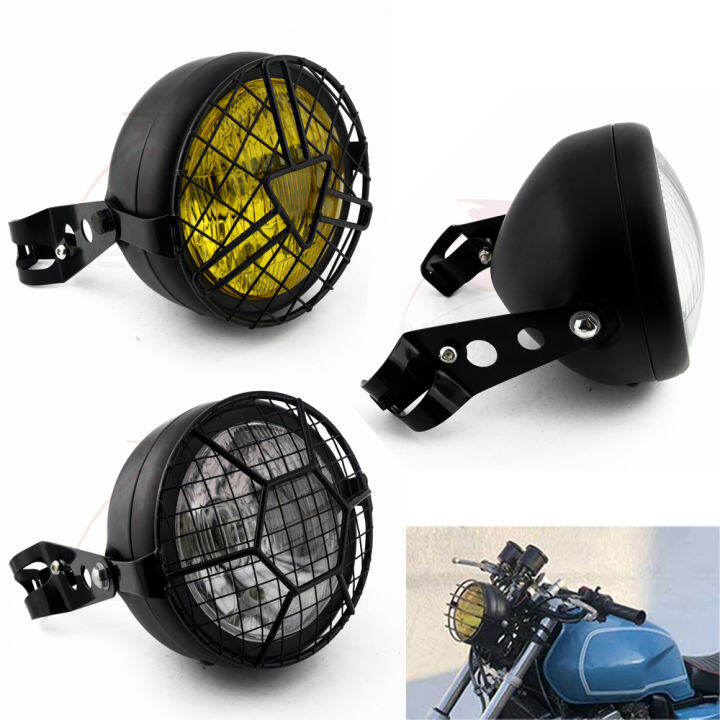 6.5 Inch Retro Motorcycle Headlight Grill Side Mount Cover With Bracket ...