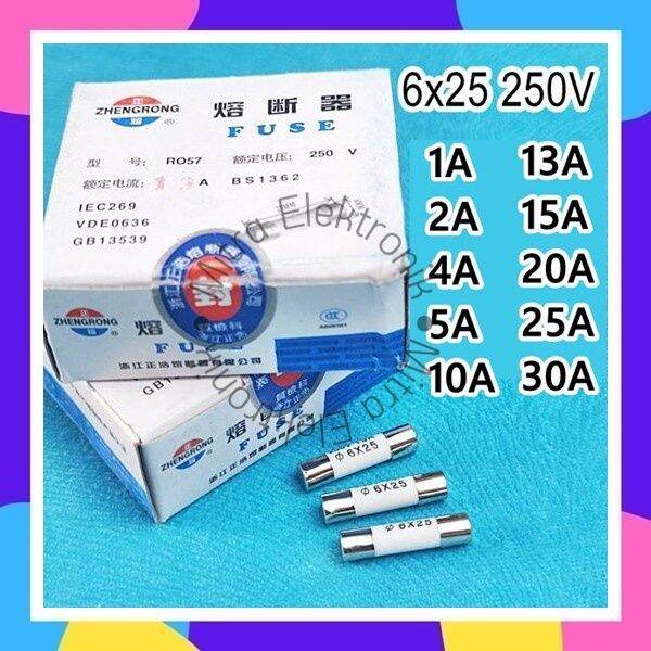 Fuse Keramik 6x25 Sikring Sekring AC Keramik 1A 2A 4A 5A 10A 13A 15A ...