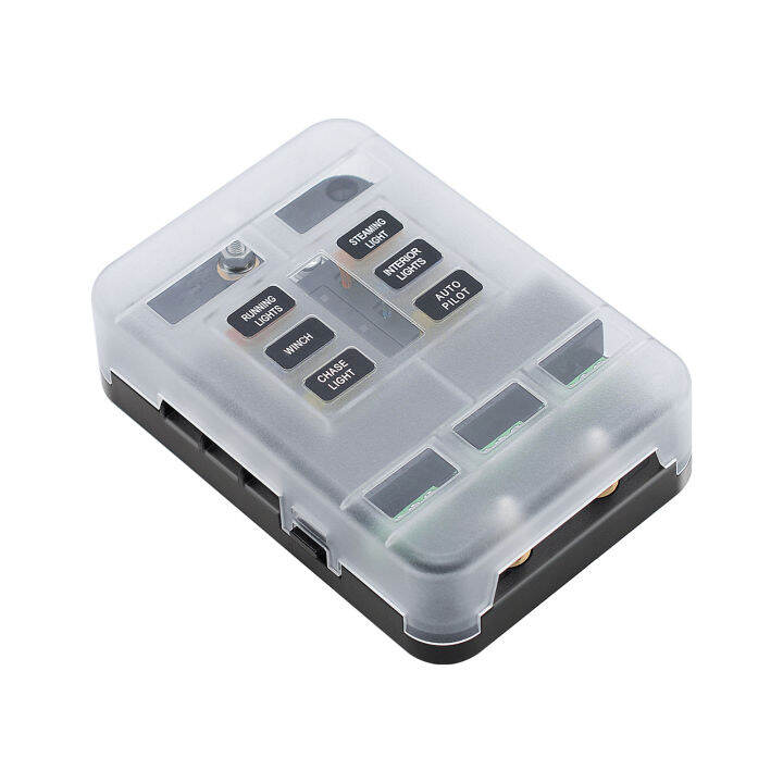6 Way Fuse Block 6 Circuit Fuse Box Holder with LED Indicator Waterpoof ...