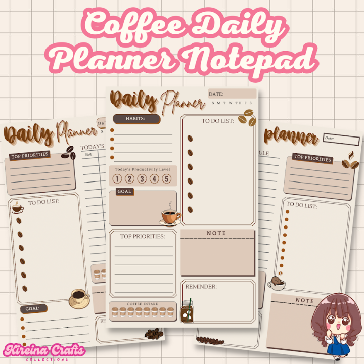 [ Kireina ] Coffee Daily Planner Notepad Aesthetic notepad coffee theme ...