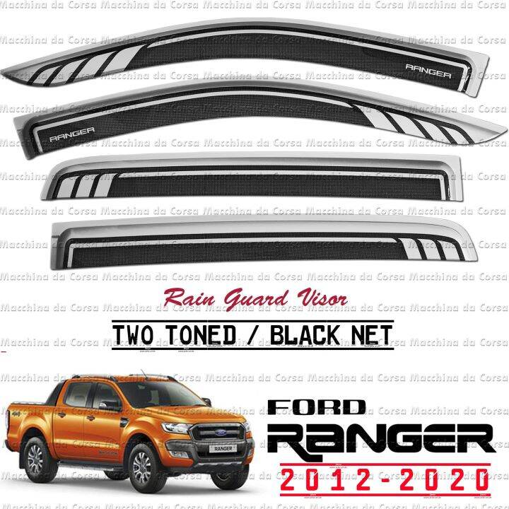 Ford Ranger 2012-2021 Rain Guard Window Visor (Two Tone / Black Net ...