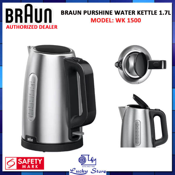 BRAUN WK 1500 1.7L STAINLESS STEEL WATER KETTLE, 2200W, FAST BOILING ...