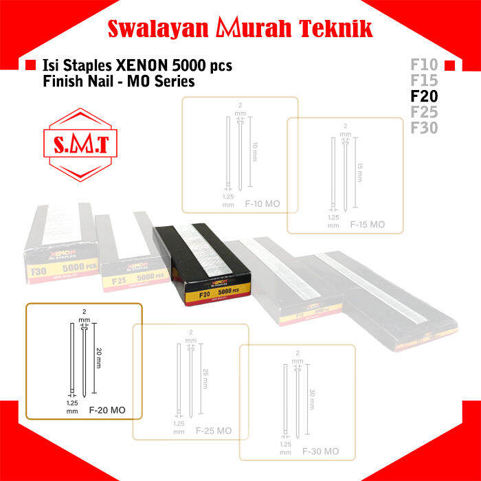 Isi Staples Paku Tembak Angin 20mm XENON Refill Air Nailer F20 | Lazada ...