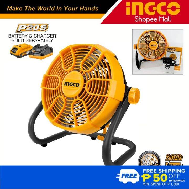 Ingco CFALI2002 Lithium-Ion Cordless / Electric Fan Desktop 20V P20S CT ...
