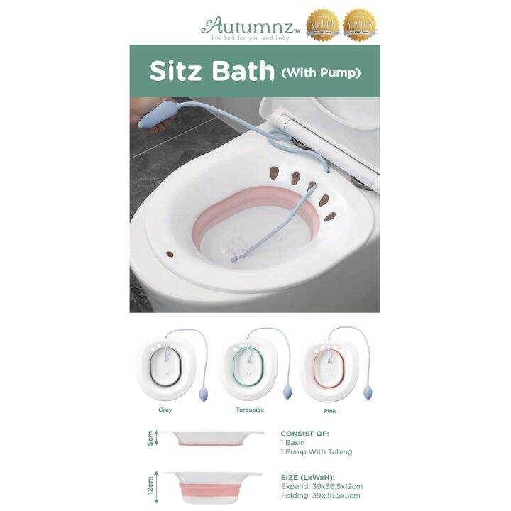 AUTUMNZ Bath Sitz Basin Toilet Seat Confinement Basin Besen Berpantang ...