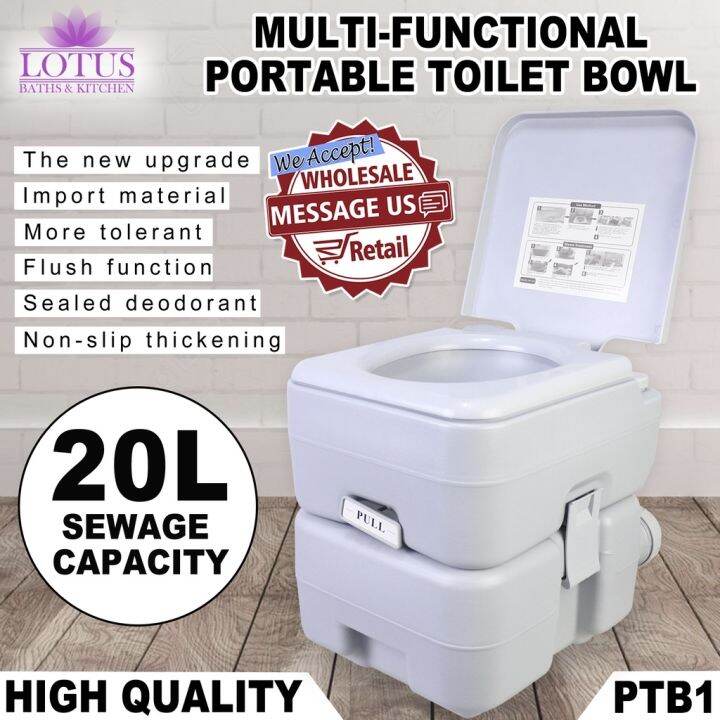 The new 2022 Lotus Baths PTB1 20L Portable Flushing Toilet Bowl Mobile ...