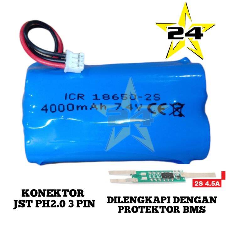 Baterai RC , Batterai RC /Speaker 2x18650-2S 4000mAh 7.4V BMS4.5A KONETOR JST PH2.0 3 | Lazada ...