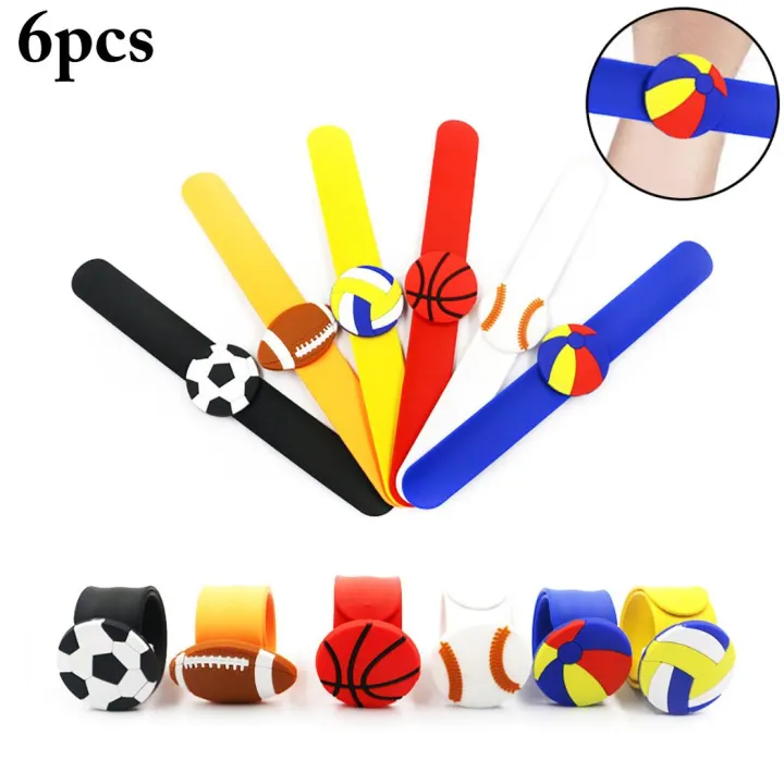 6PCS Slap Bracelet Sport Ball Themed Party Wrist Strap Slap Bands Party ...