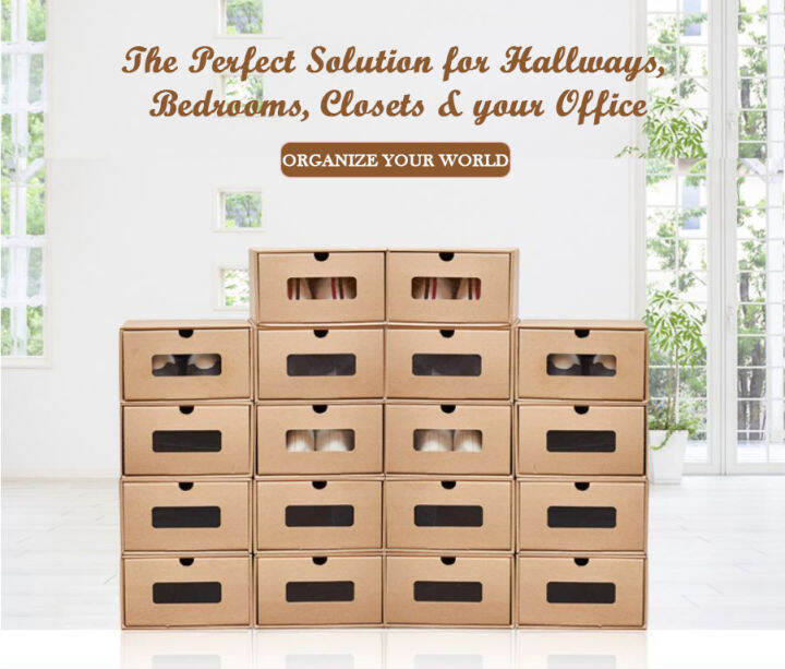 PIZORE | Shoe Box Storage Organizer with Transparent Window, Storage ...