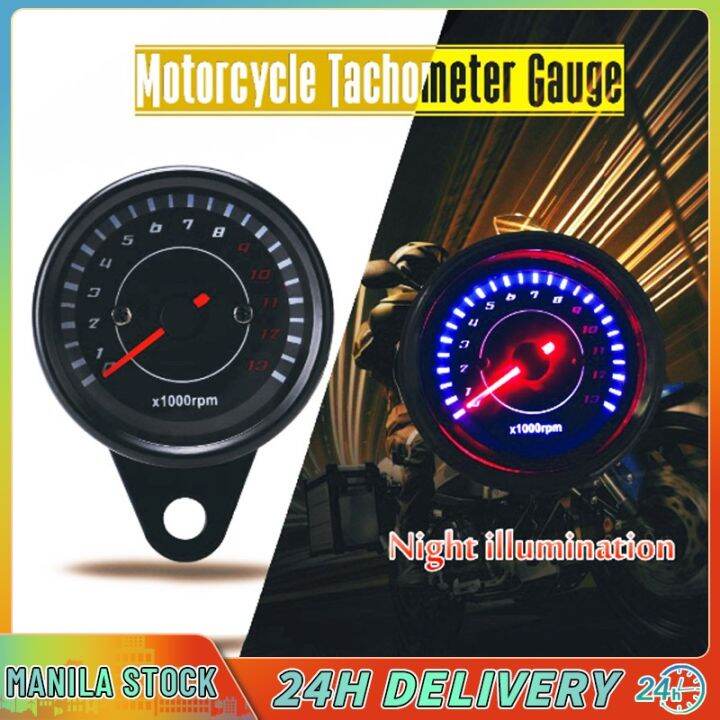1000 RPM universal motorcycle tachometer LED Screen DC 12V Meter Gauge ...