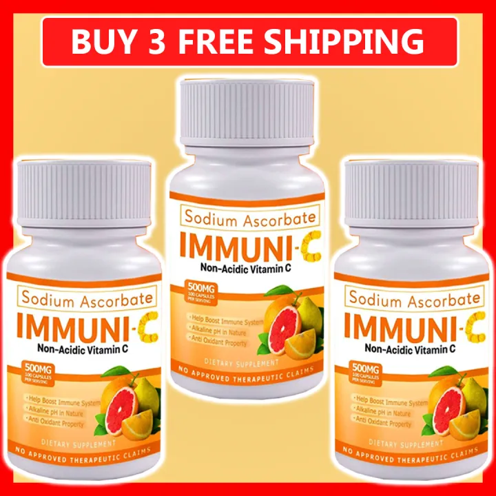 3 Bottles Immuni C VitaWell Vitamin C 500MG 100 Capsules FDA Approved ...