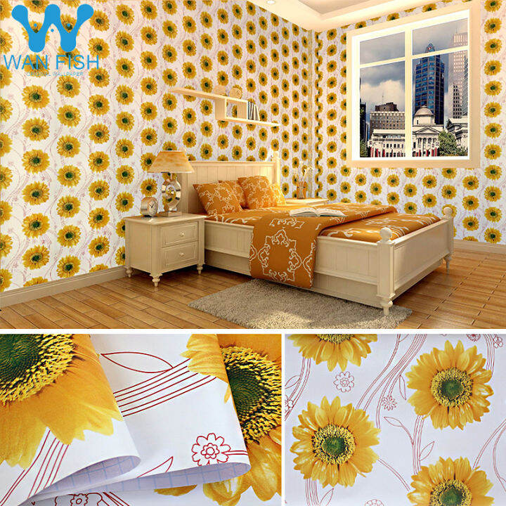 WANFISH sunflower self-adhesive waterproof pvc wallpaper sticker for ...
