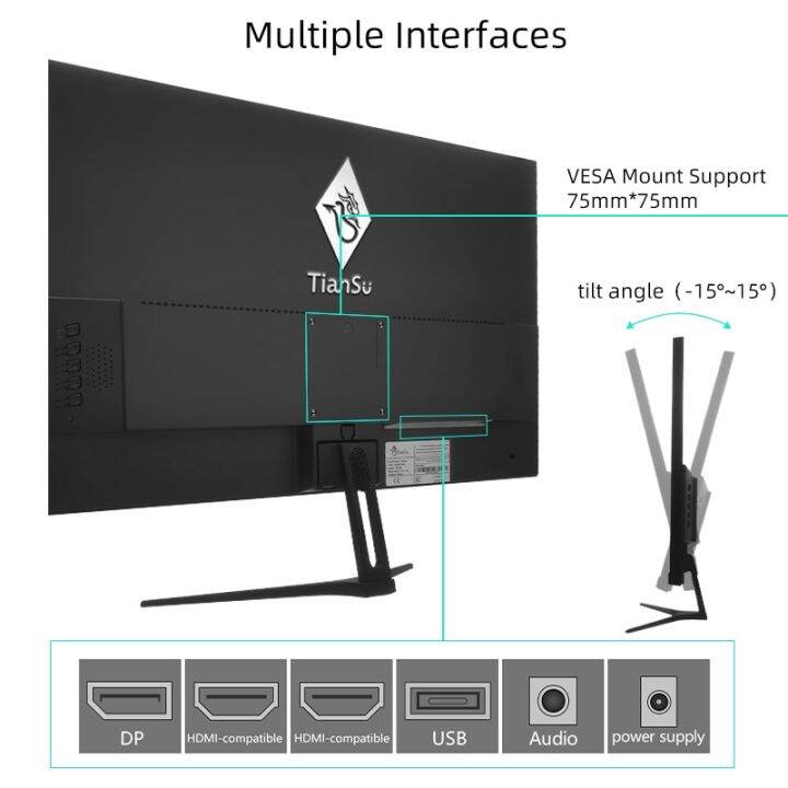 TIANSU 24 Inch Monitor 2K 144Hz Gaming Monitors 165Hz 16:9 Fast IPS ...