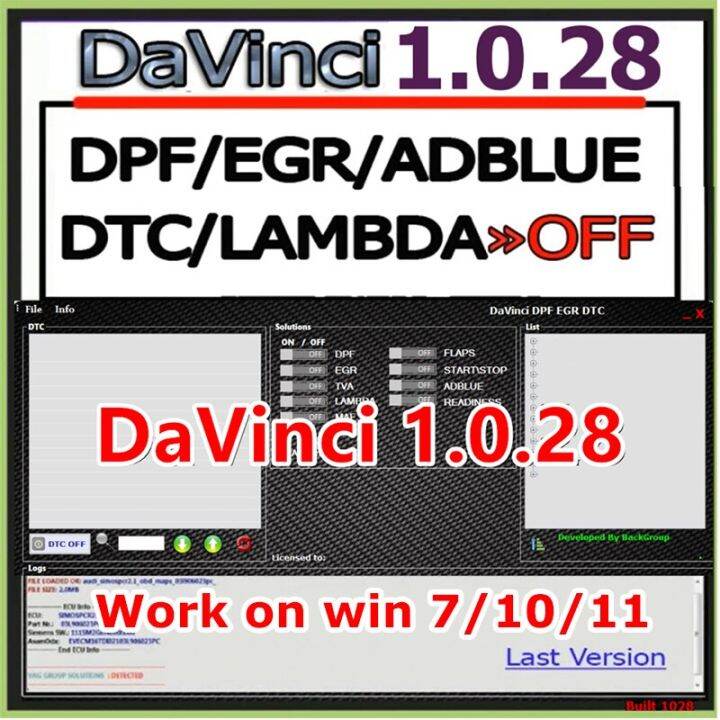 Newest Davinci 1.0.28 PRO DPF EGR FLAPS ADBLUE OFF SOFTWARE CHIPTUNING REMAPPING DAVINCI REMAP ...